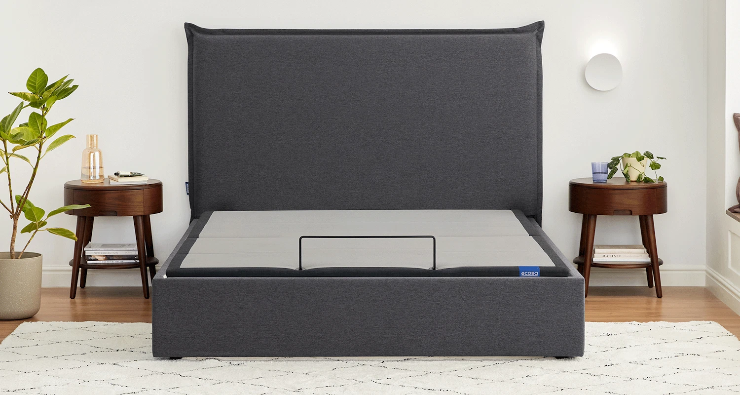 (Charcoal) Queen Size Alta Adjustable Storage Bed Frame - Ecosa AU