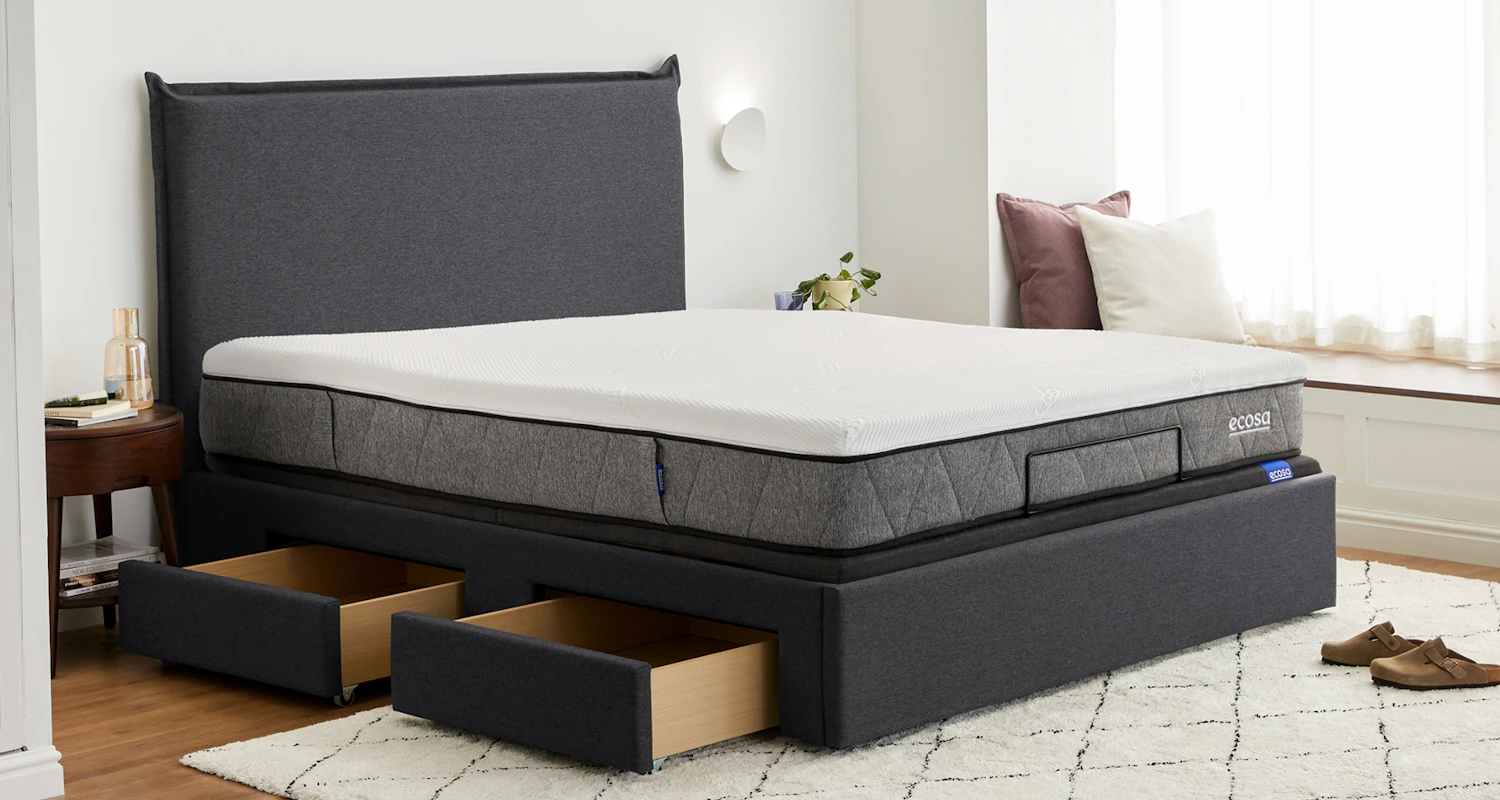 (Charcoal) Queen Size Alta Adjustable Storage Bed Frame - Ecosa AU