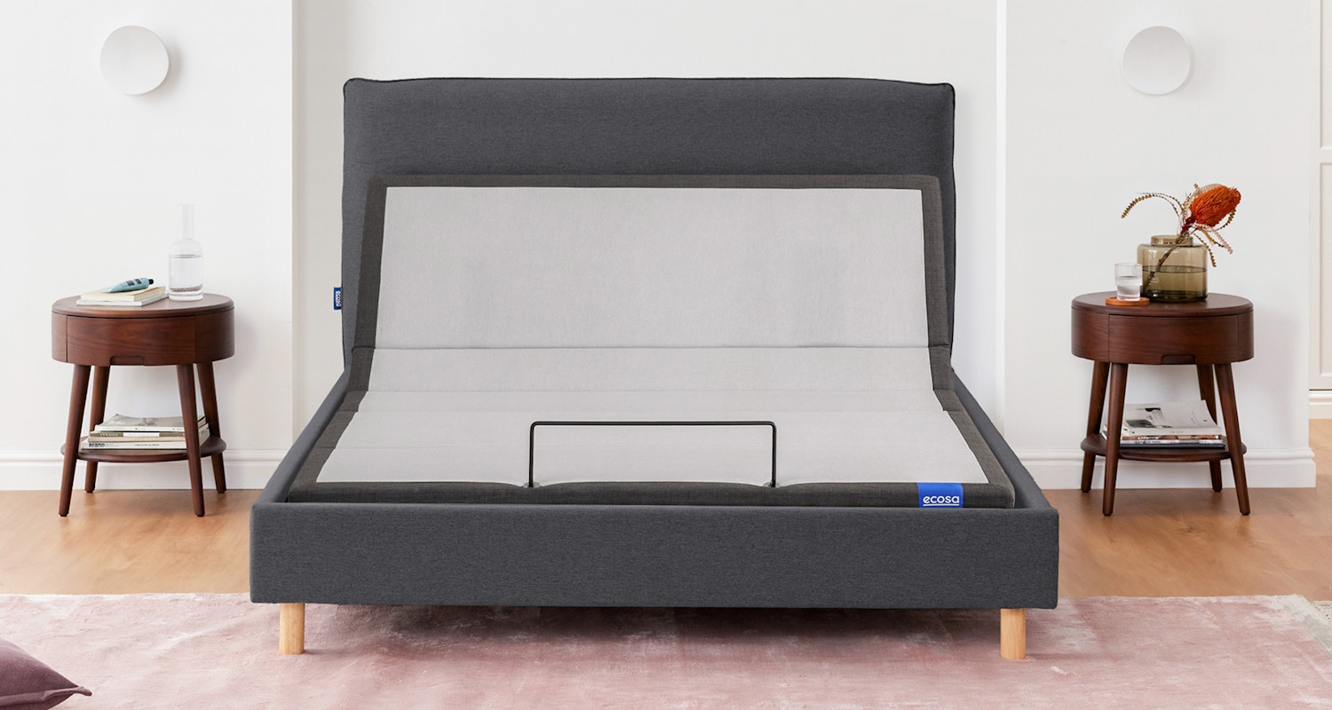 (Charcoal) Queen Size Luna Adjustable Bed Frame - Ecosa AU