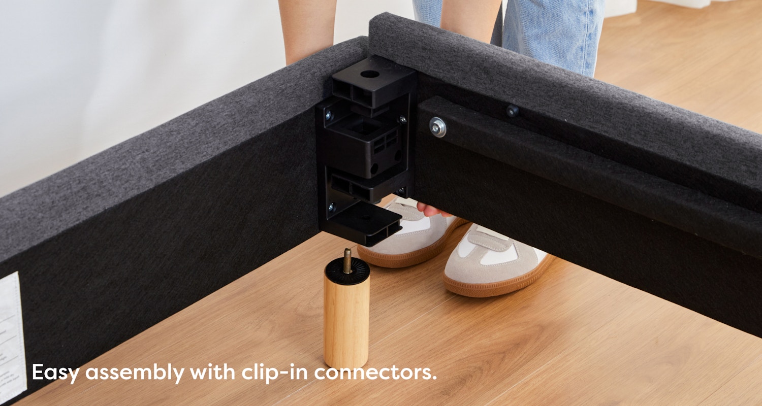 (Charcoal) Queen Size Luna Adjustable Bed Frame - Ecosa AU