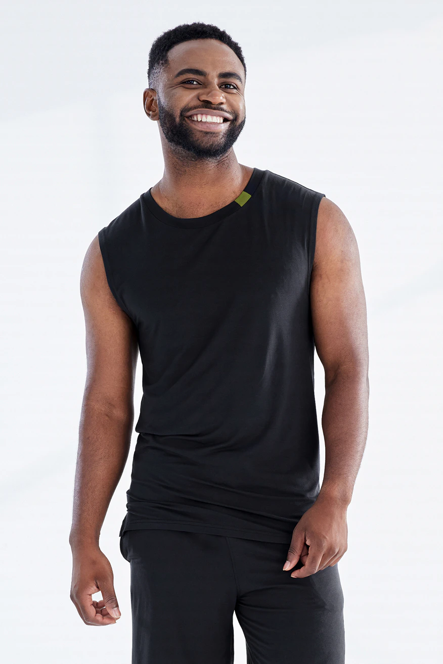 (Black) L Men's Modal Sleep Tank - Ecosa NZ