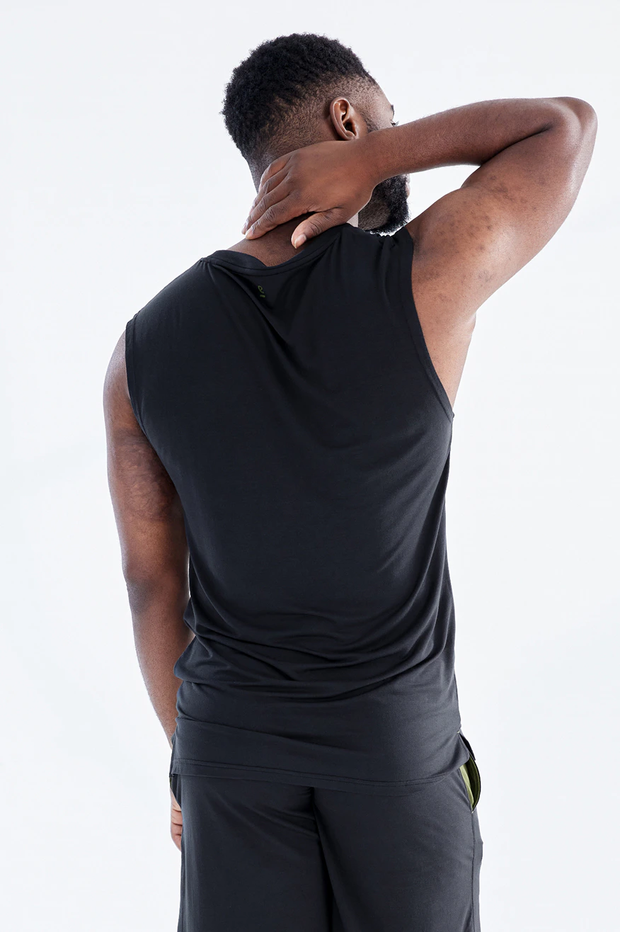 (Black) L Men's Modal Sleep Tank - Ecosa NZ